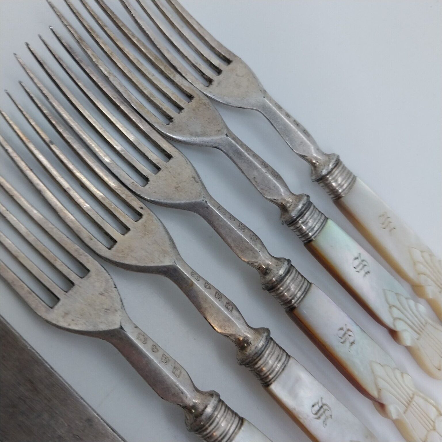 5 sets,Vintage Rare Dinner Cutlery Fork & Knife ,With hallmarks ,Mother ...